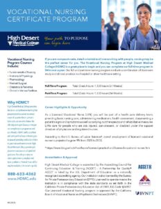 Vocational Nursing School & Degree Training Lancaster|Bakersfield|Temecula High Dessert Medical ...