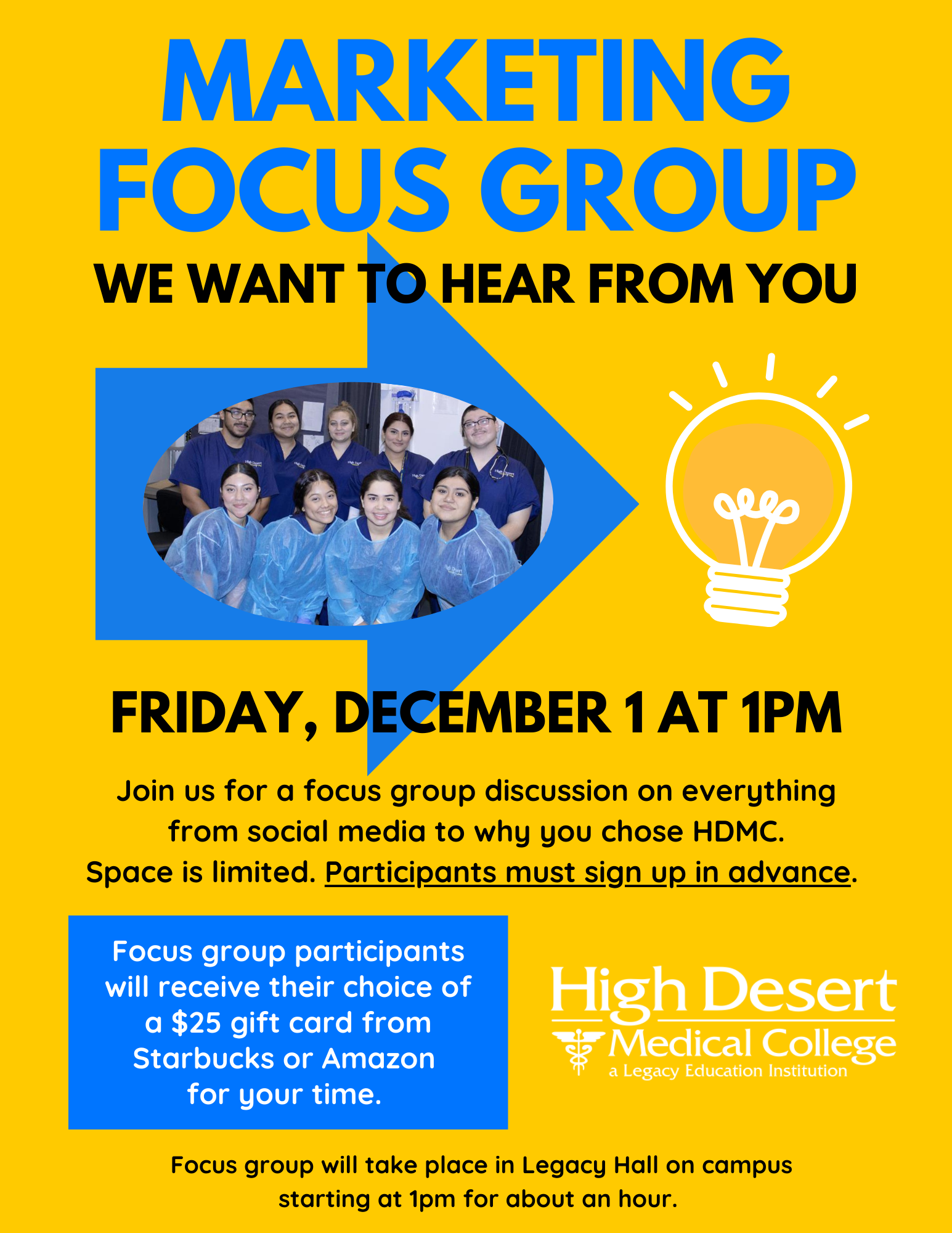 Marketing Focus Group - High Desert Medical College